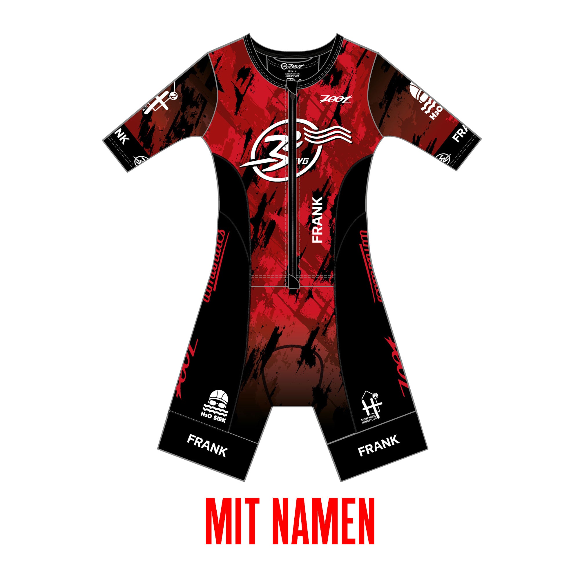 Womens LTD Triathlon Aero Full Zip Racesuit - 3 Maniacs - Mit Namen